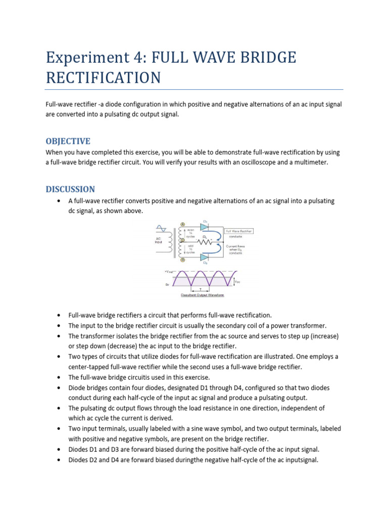 EDC Lab 4 | PDF | Rectifier | Capacitor