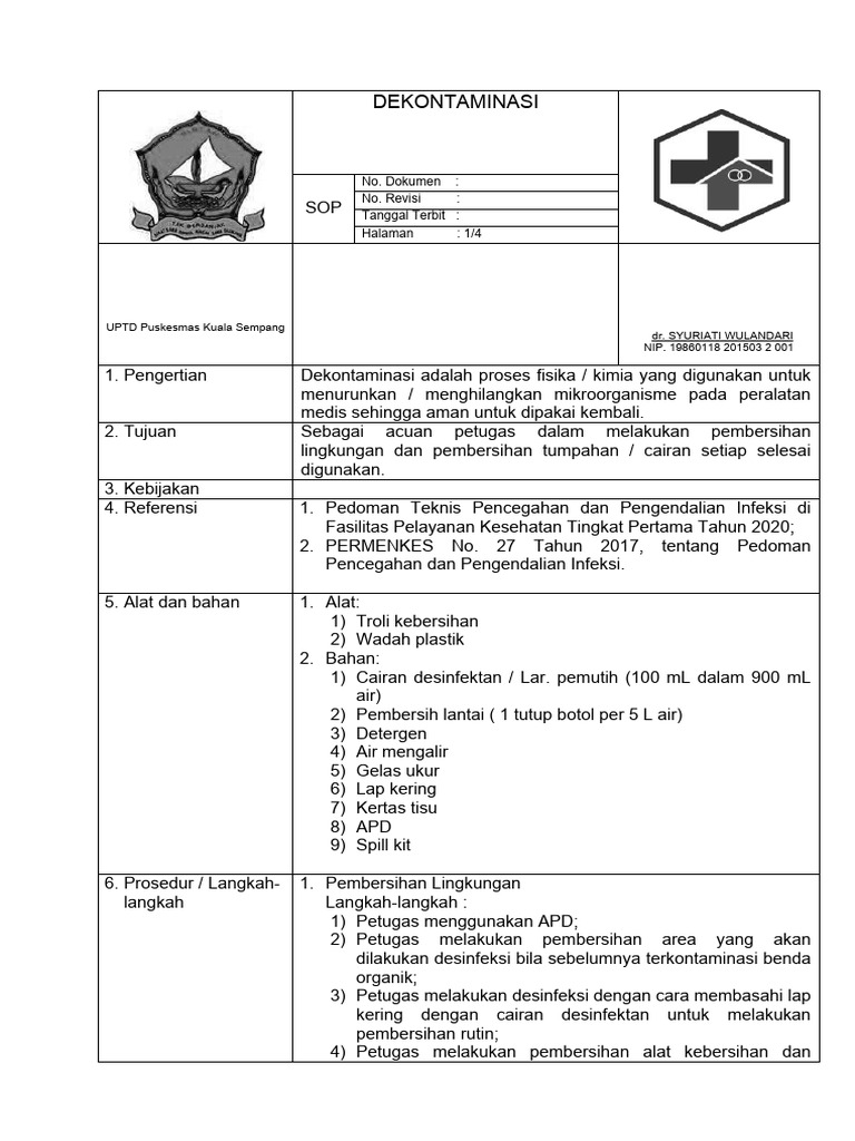 Sop Dekontaminasi 2022 | PDF | Pengembangan Diri | Sains & Matematika