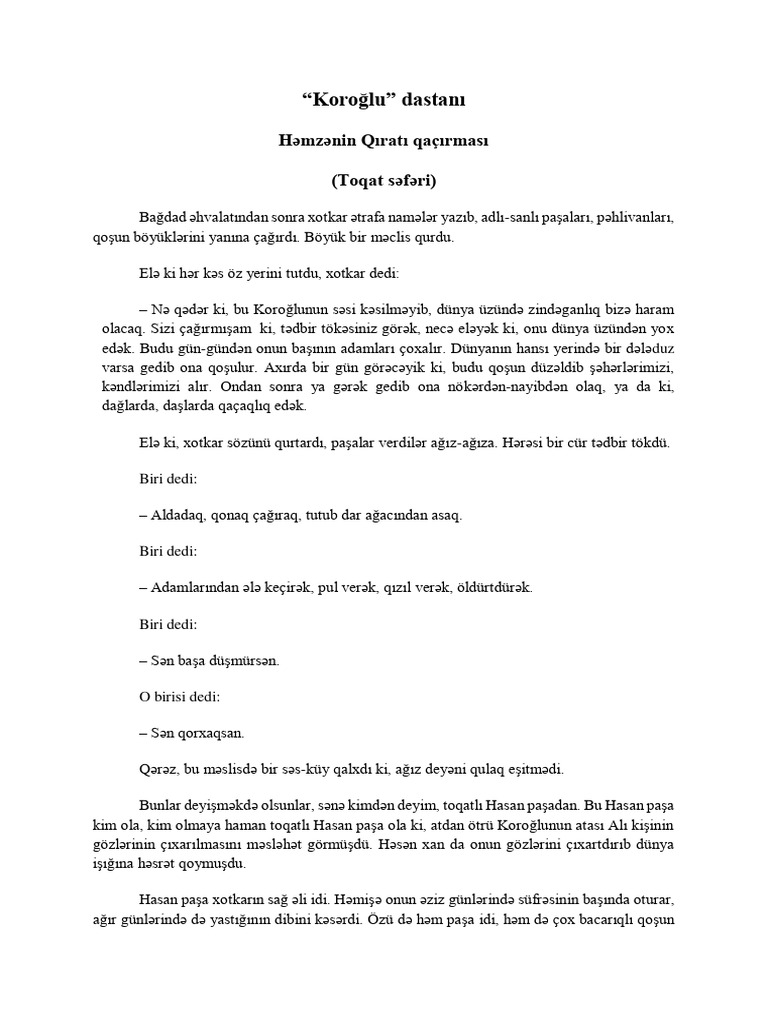Koroglu Dastani | PDF
