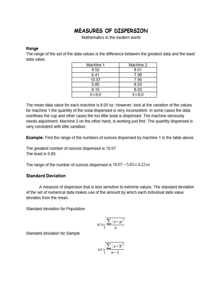Measures of Dispersion | PDF