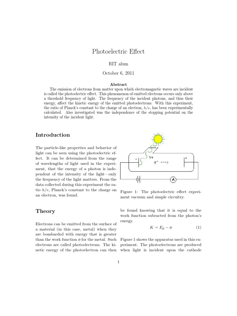 Photoelectric Effect Lab Report | PDF | Photoelectric Effect | Electron
