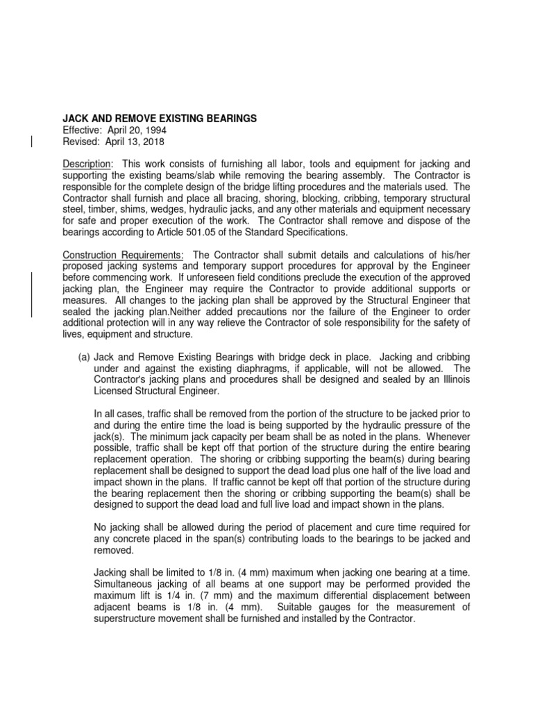 Bridge Jacking and Removing Bearing | PDF | General Contractor | Beam (Structure)