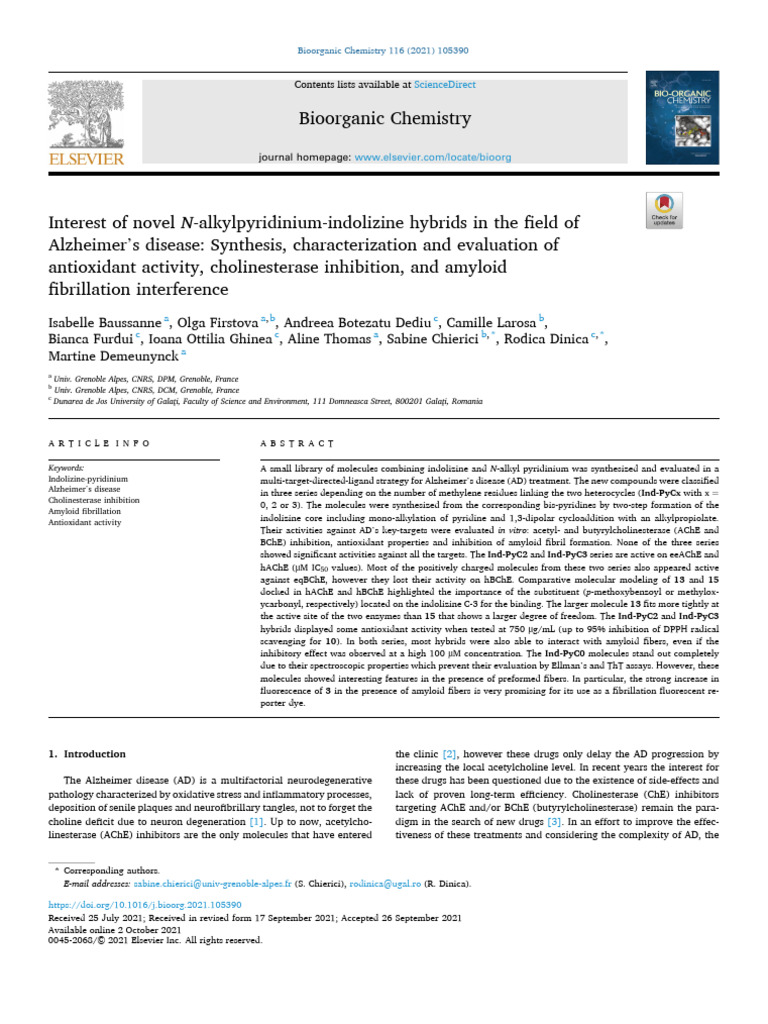 Molecular Docking - Indolizine | PDF | Amyloid | Fluorescence