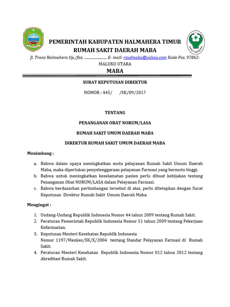SK Penanganan NORUM LASA (SKP 3) | PDF