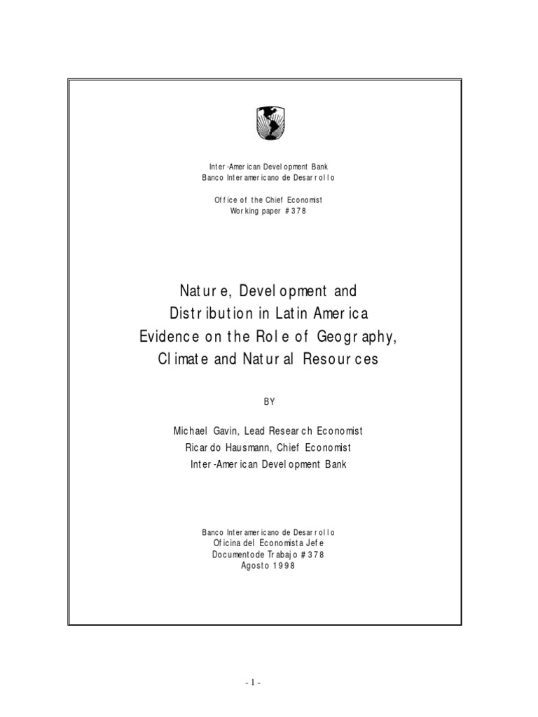 Natural Resource Endowment and Geography in Latin American Development ... Natural Resource Endowment and Geography in Latin American Development ...