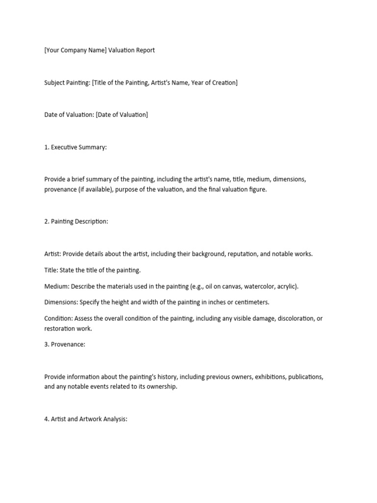 Painting Valuation Report Template | PDF