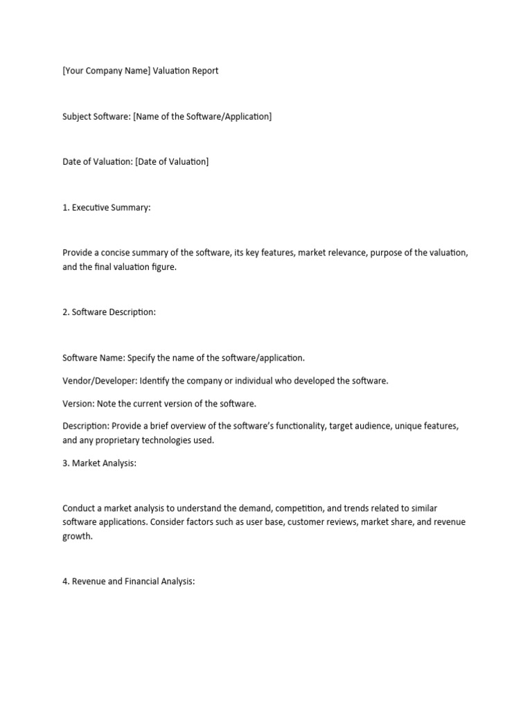 Valuation Report For Software | PDF | Valuation (Finance) | Software