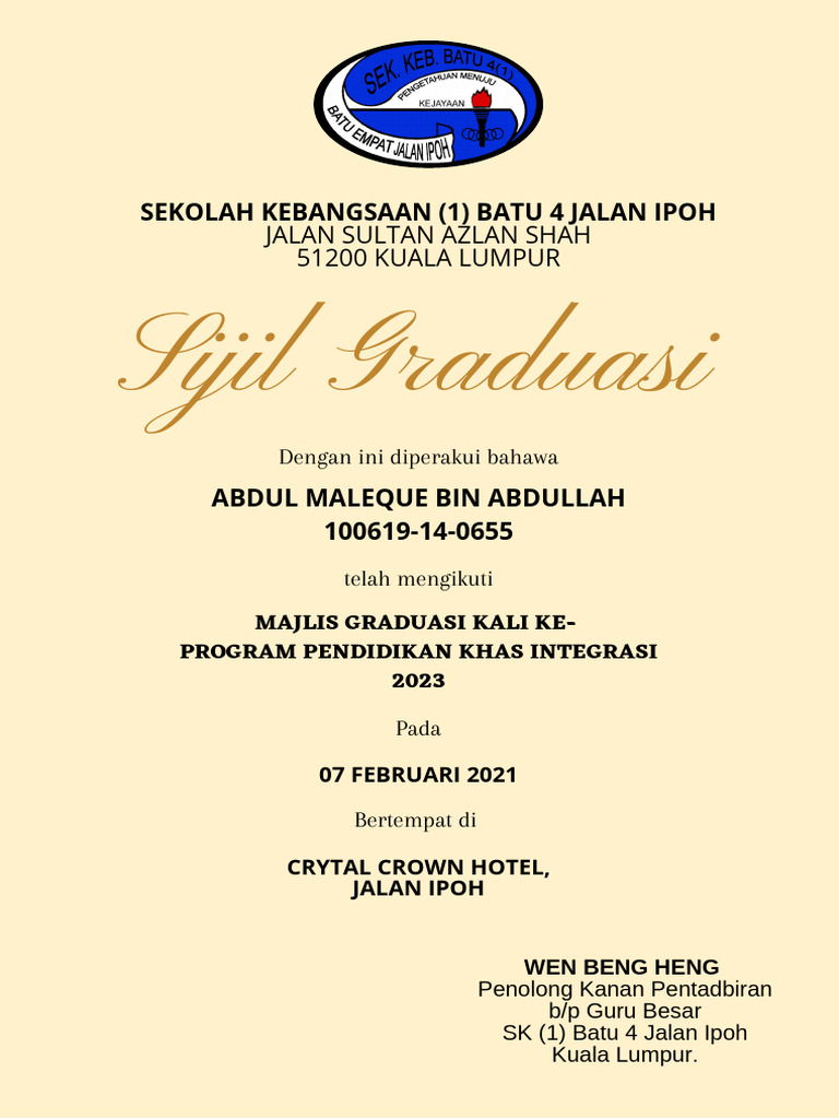 Sijil Graduasi | PDF