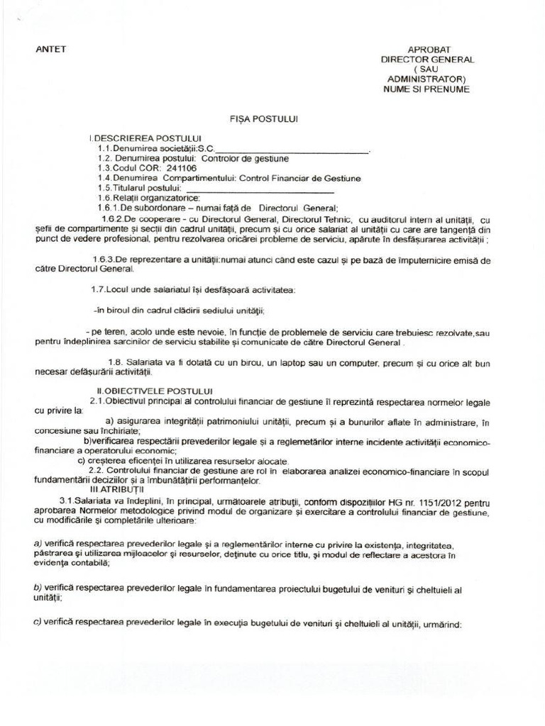 Fisa Postului | PDF