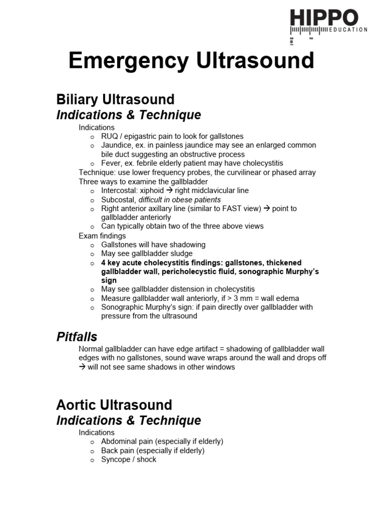 Hippo EM Board Review - Ultrasound (New 2017) Written Summary | PDF ...