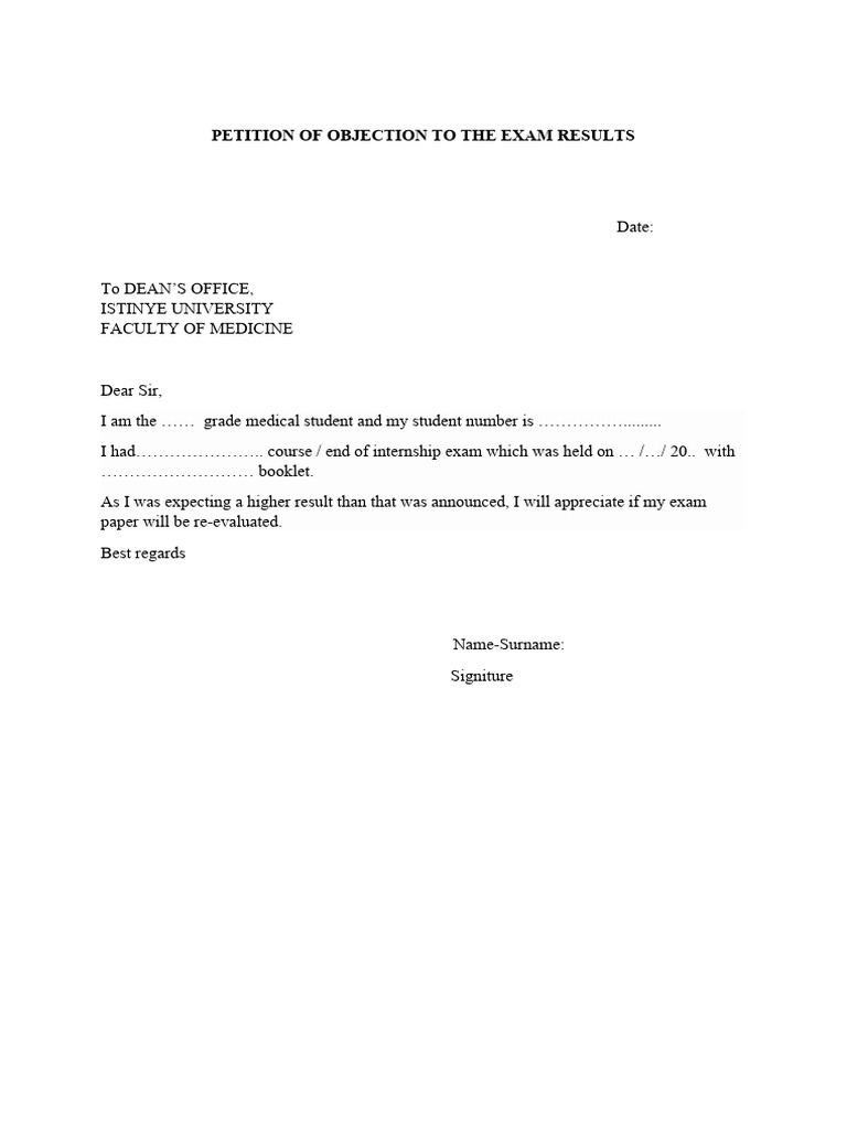Petition of Objection To The Exam Results | PDF