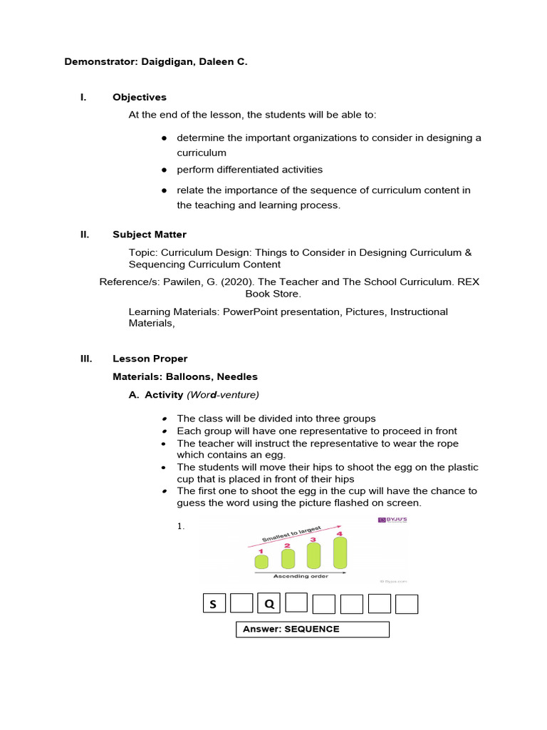 Lesson Plan For Educ 9 | PDF
