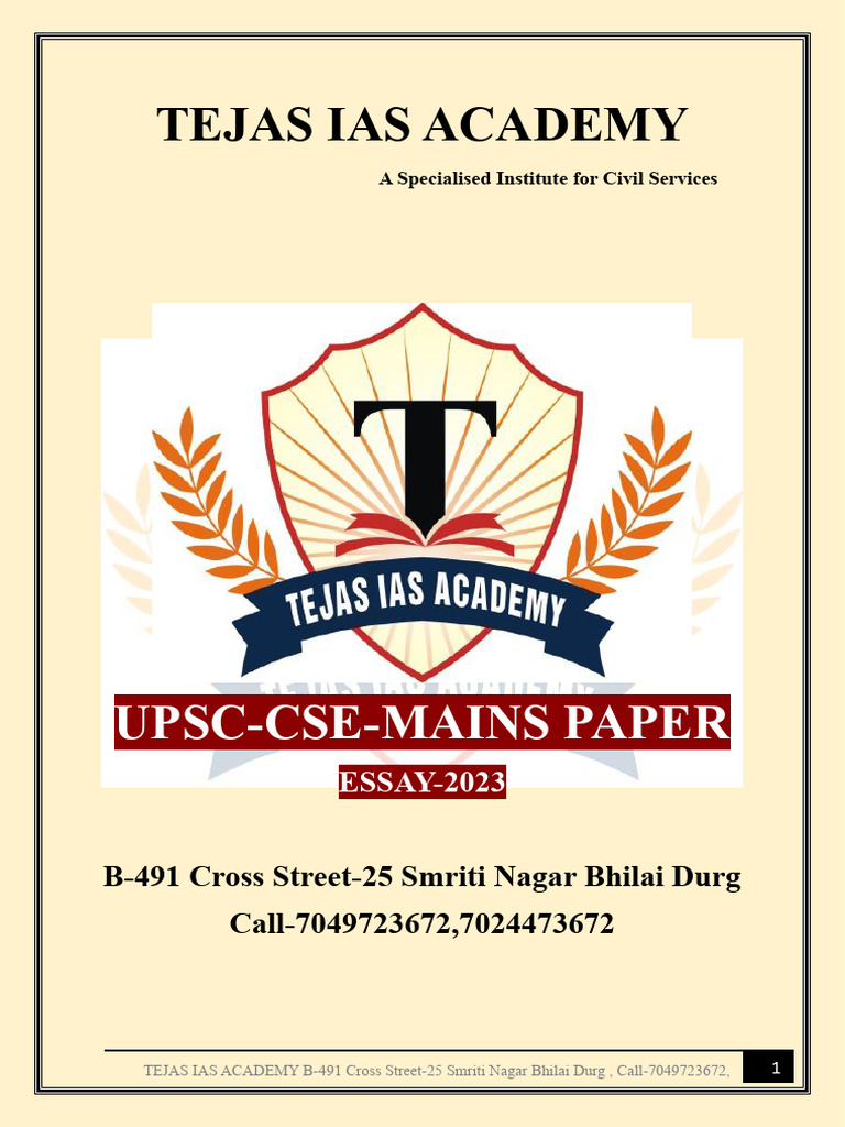 Upsc-Mains 2023 Paper-Essay | PDF