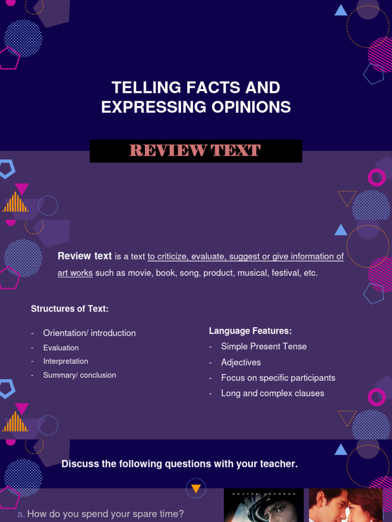 Review Text - Telling Facts and Expressing Opinions Kelas XII | PDF