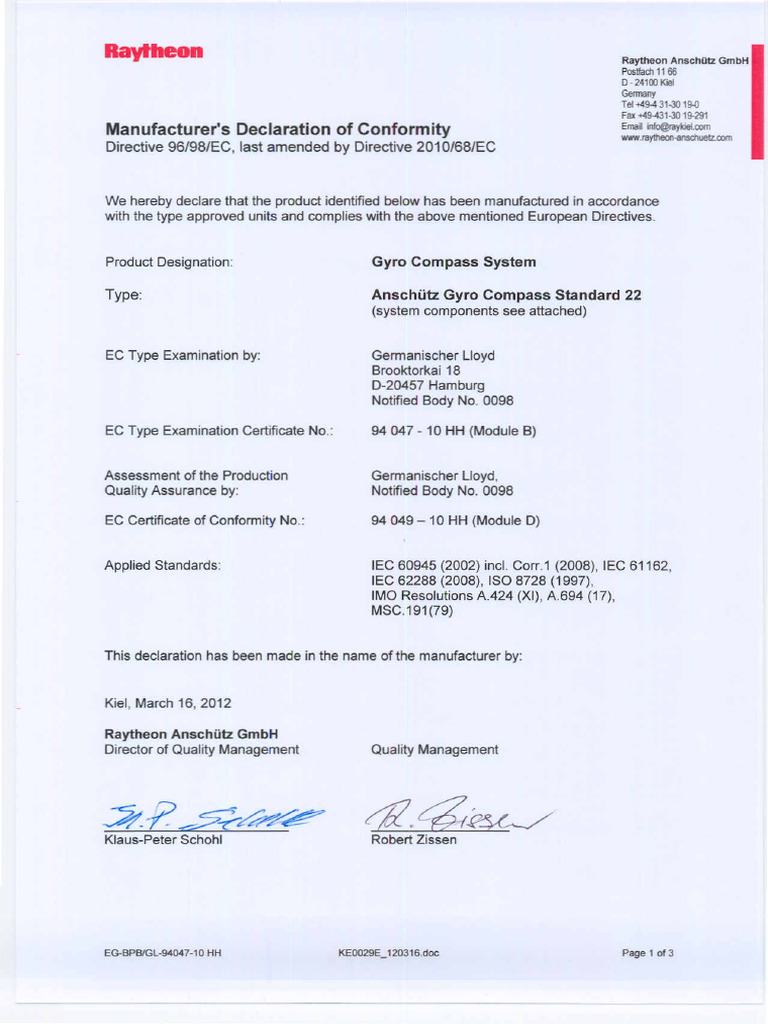 RAN Std22 DoC KE0029E 120316 | PDF