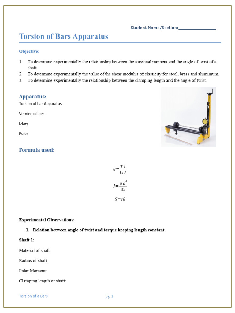 Torsion of Bars (Manual) | PDF