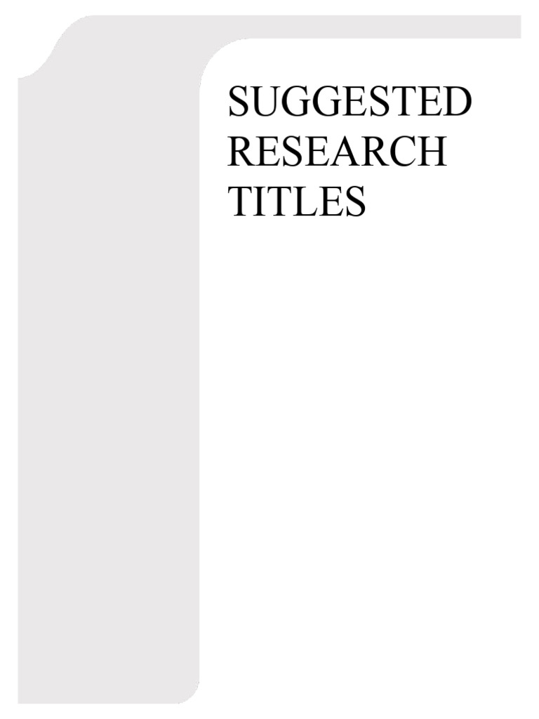 Research Titles for School Leaders | PDF | Career & Growth