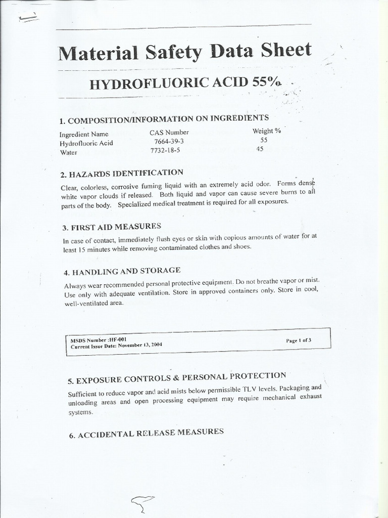 MSDS HF | PDF
