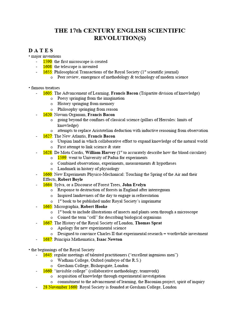 The 17th Century English Scientific Revolutions | PDF | Science | Royal ...