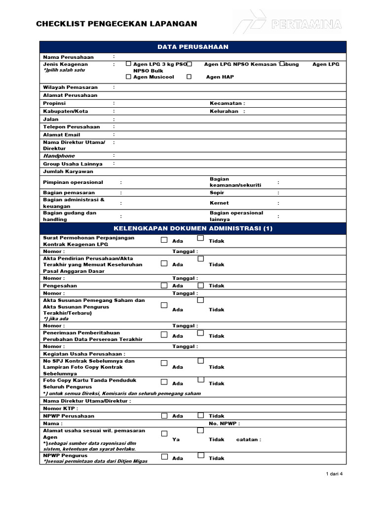 Checklist-Pengecekan-Lapangan-Agen - (Checklist-SBM) NEW | PDF