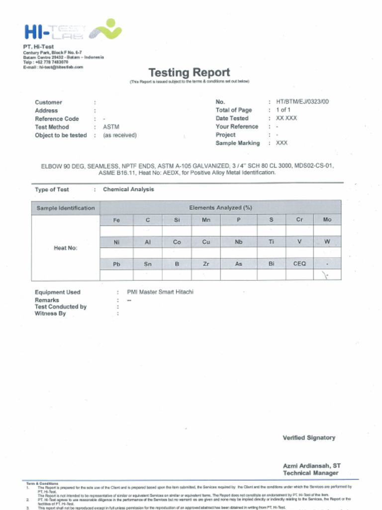 Sample PMI Report | PDF