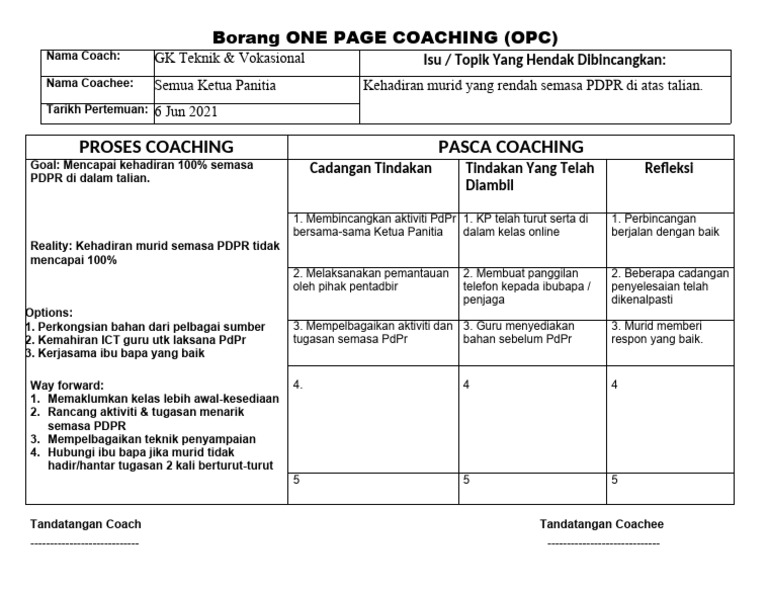 Borang Opc Votek | PDF