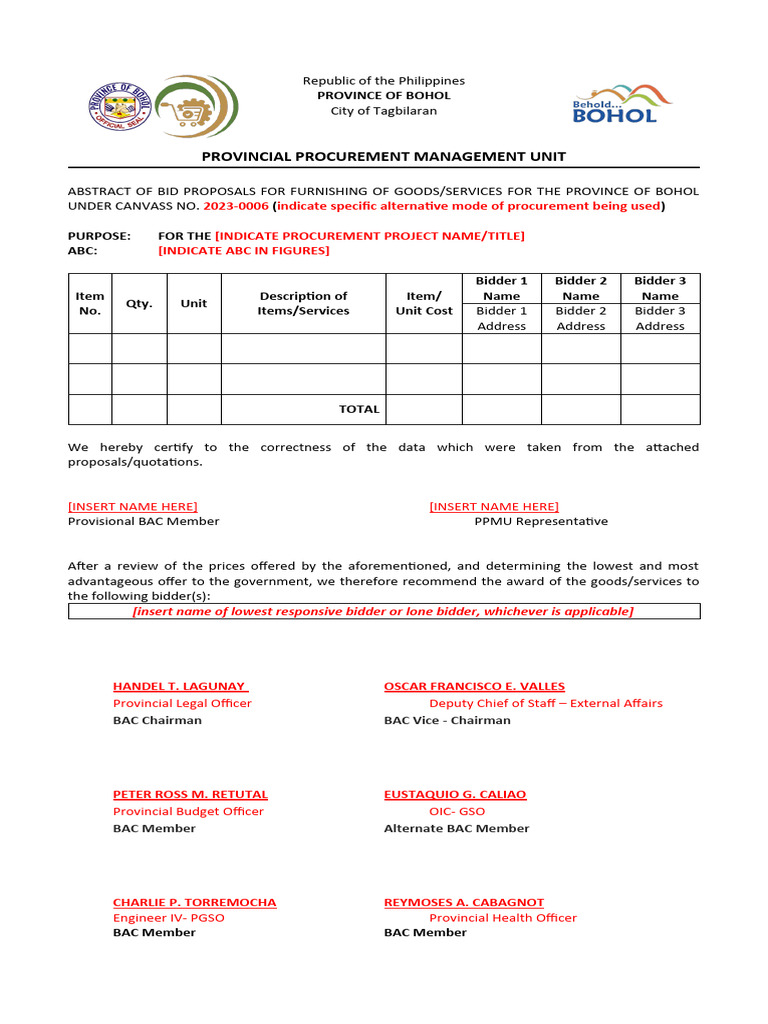 Abstract of Bids | PDF