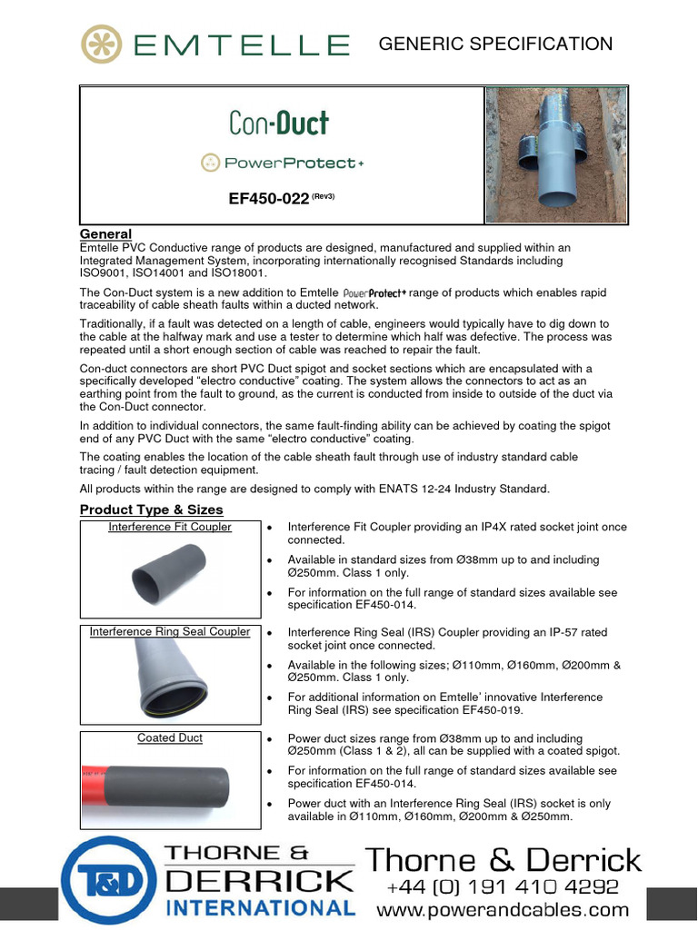 Conductive Cable Duct Emtelle Powerprotect ENATS12 24 | PDF