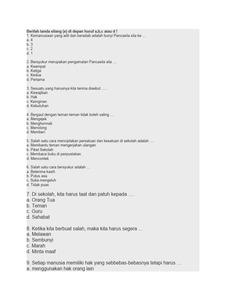 Soal Pts PKN | PDF