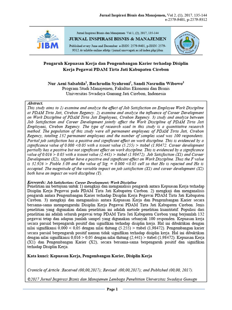 Jurnal Nur Aeni Salsabila 119020059 Word | PDF | Coefficient Of Determination | Statistical Analysis
