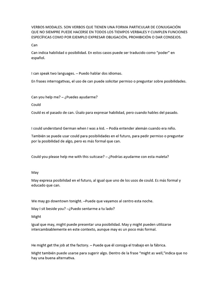 verbos modales | PDF | Verbo