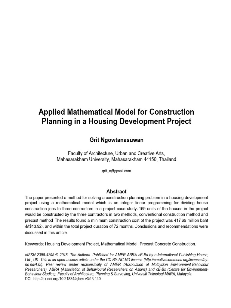 Applied Mathematical Model For Construction Planni | PDF | Linear Programming | Mathematical ...