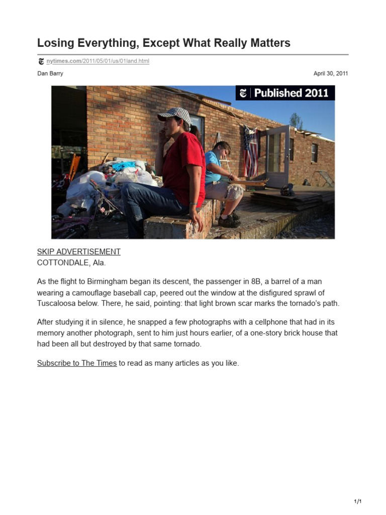 Losing Everything Except What Really Matters | PDF