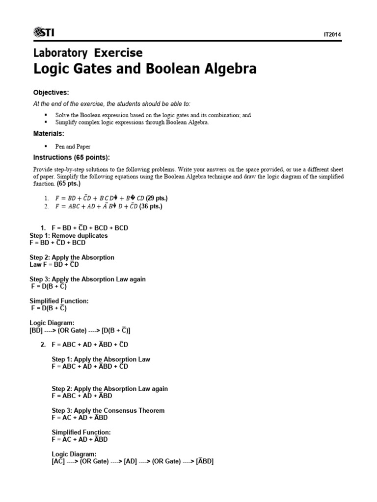 02 Laboratory Exercise 1-Logic-Circuit | PDF