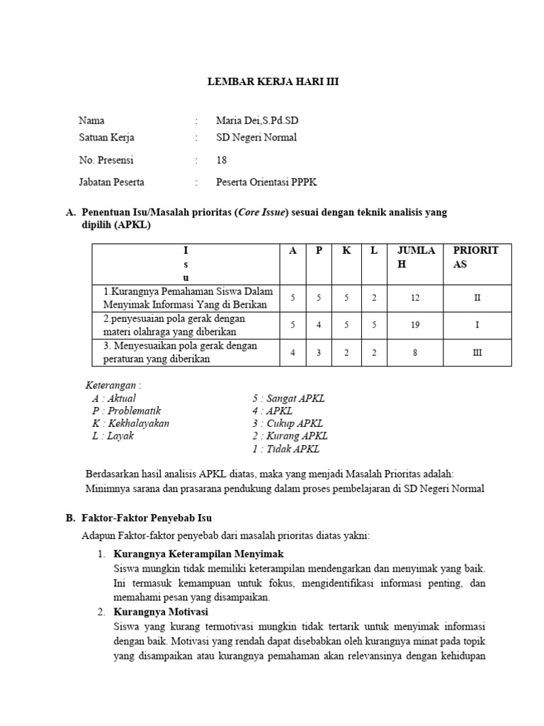 LK - Hari III - SOTK - Manaje Kinerja - Tugas Jabatan-1 Maria Dei | PDF