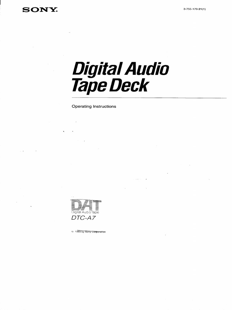 Manual Sony Dat DTC-A7 | PDF