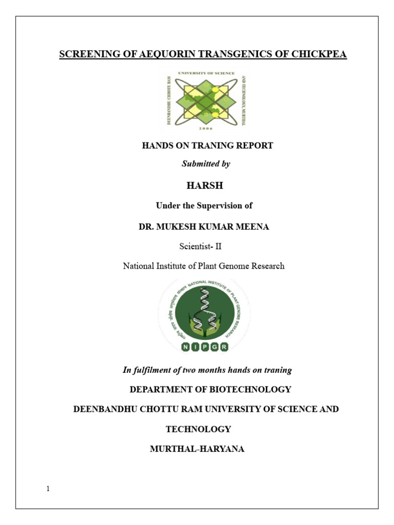 Harsh Internship Report 2023 Pdf Polymerase Chain Reaction Primer Molecular Biology 