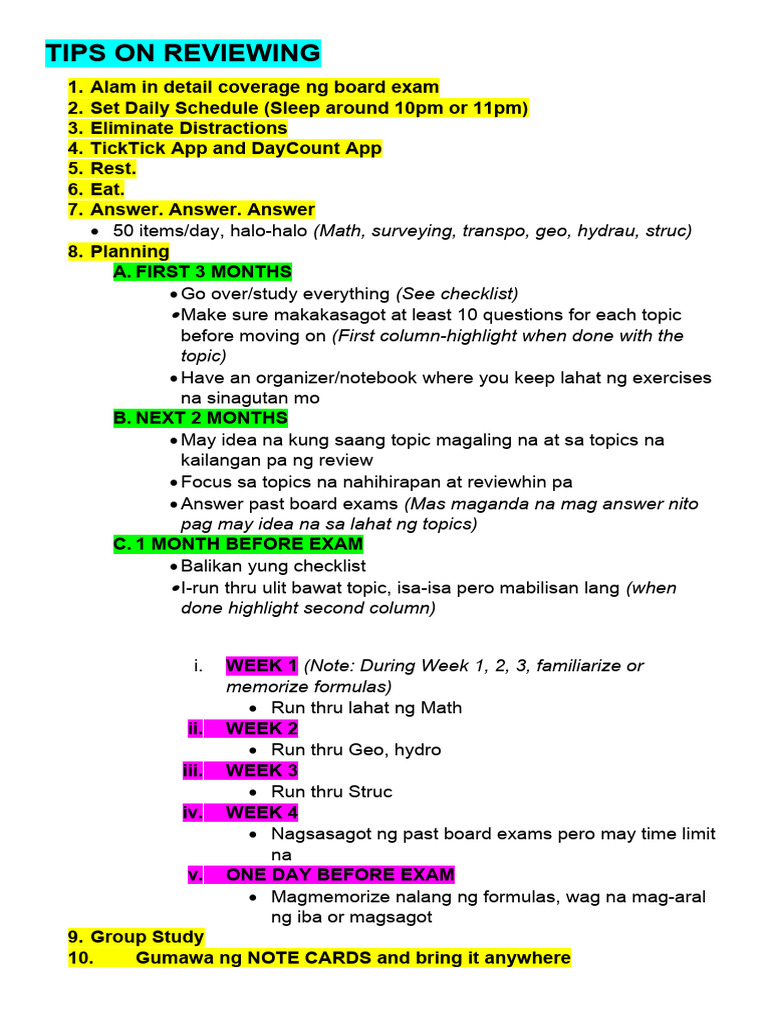 Tips On Reviewing | PDF | Science & Mathematics