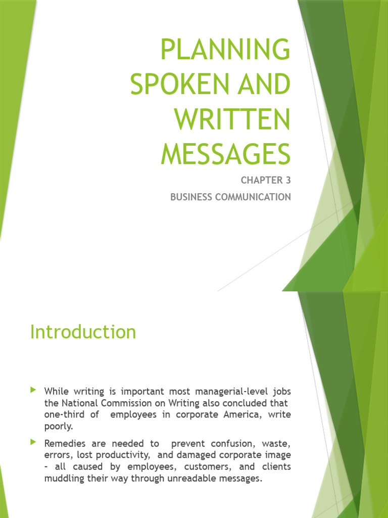 Chapter 3 Planning Spoken and Written Messages | PDF | Communication ...