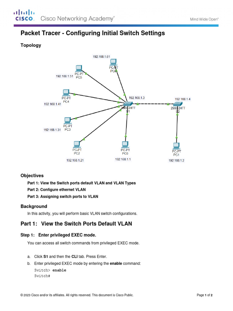 2.2.3.4 Packet Tracer - Configuring Ethernet VLANs | PDF