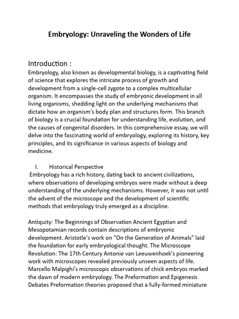 Embryology - Unraveling The Wonders of Life | PDF | Embryo ...