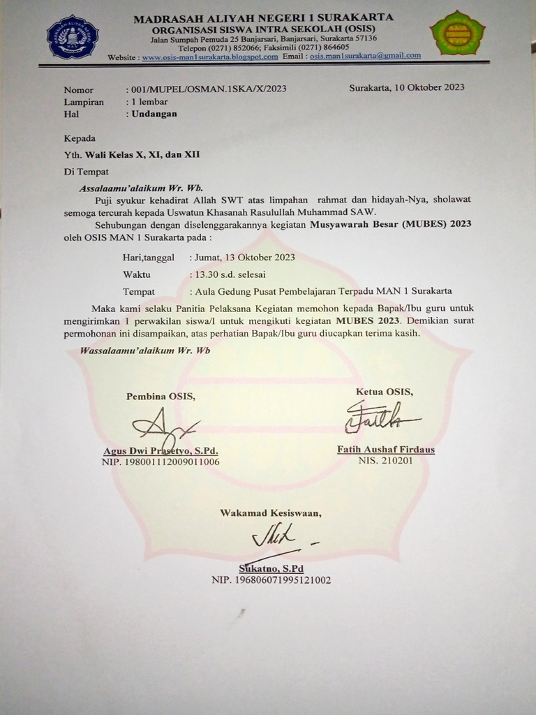 Undangan MUBES OSIS | PDF