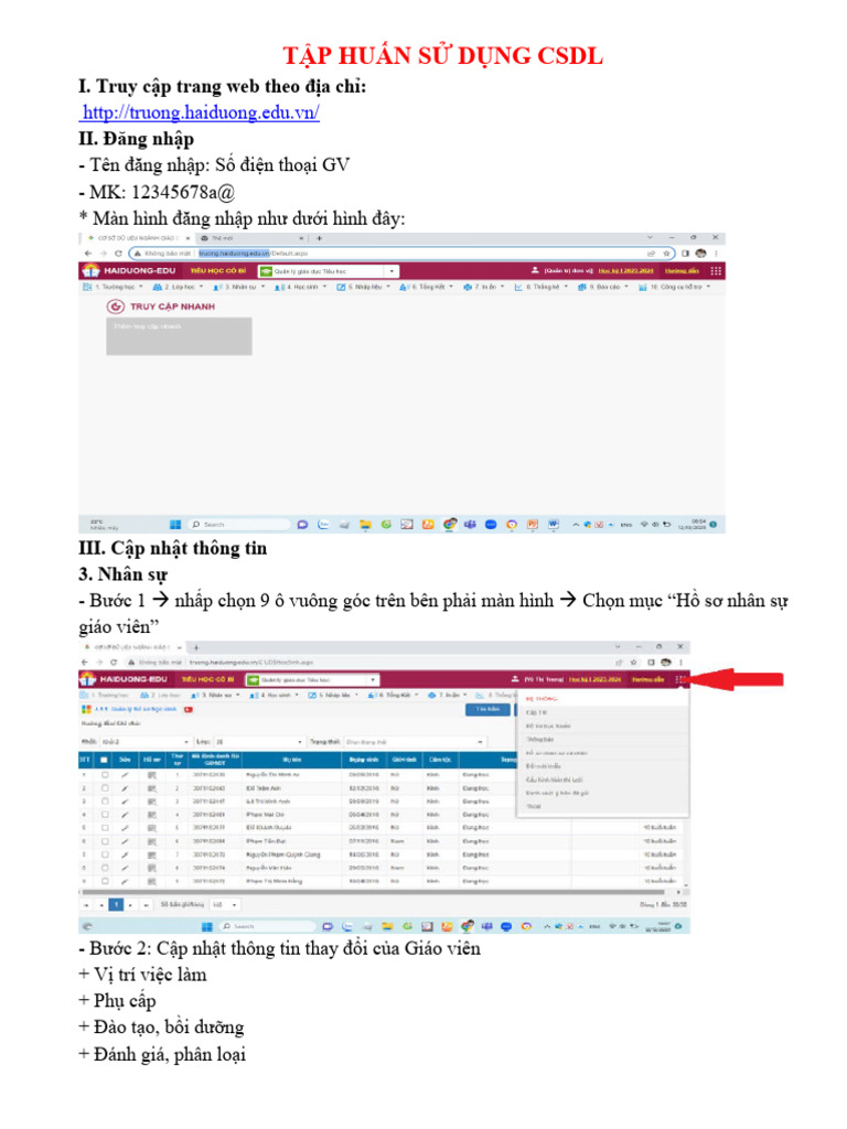 Tập Huấn Sử Dụng Csdl | PDF