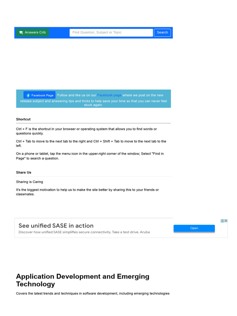WWW Answerscrib Com Subject App Develop and Emerging Technology | PDF