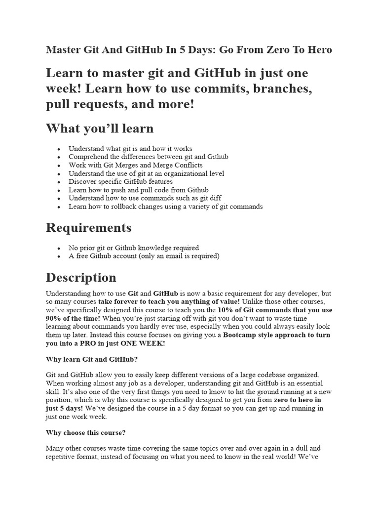 Master Git and GitHub in 5 Day1 | PDF | Version Control | Software ... Master Git and GitHub in 5 Day1 | PDF | Version Control | Software ...