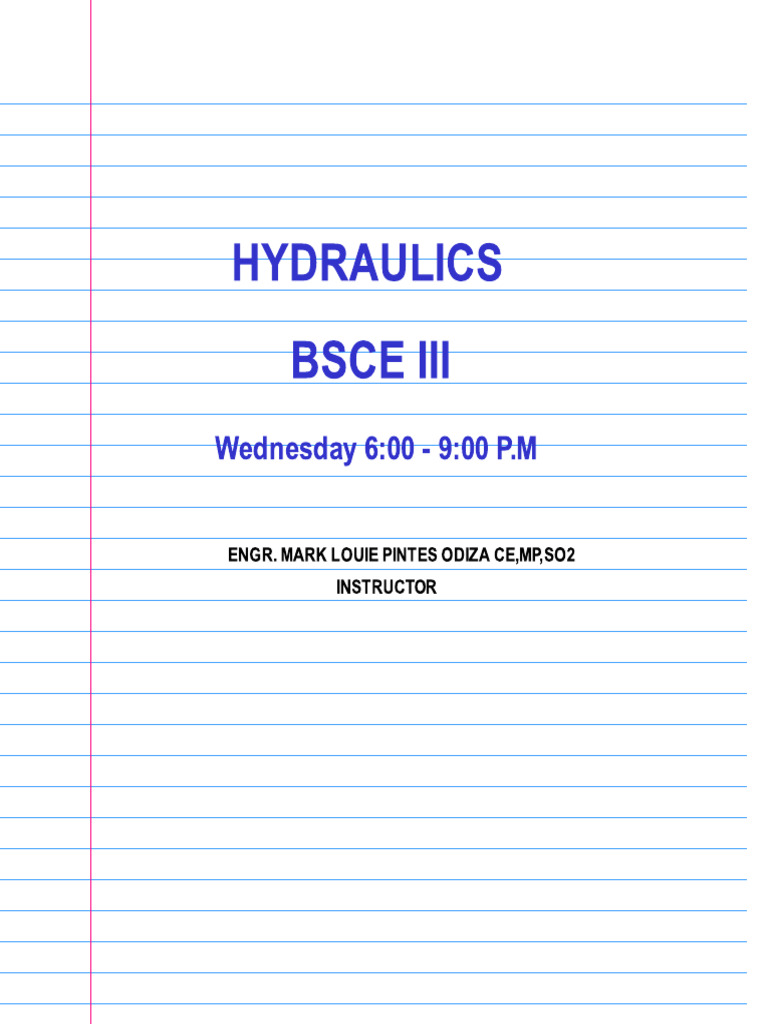 Hydraulics Lecture Pdf
