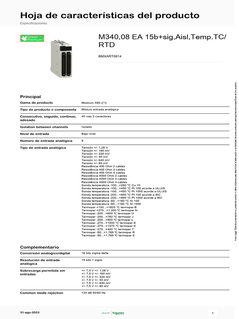 Módulos Modicon x80 - BMXART0814 | PDF