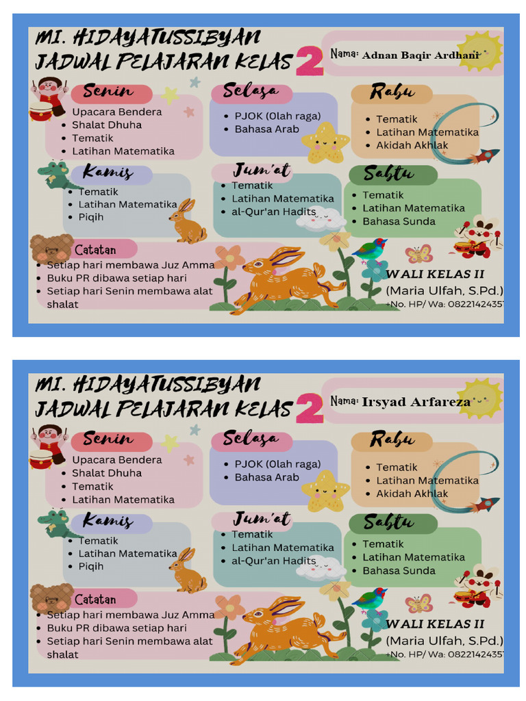 Jadwal Pelajaran 2023 2024 Laki Laki Pdf