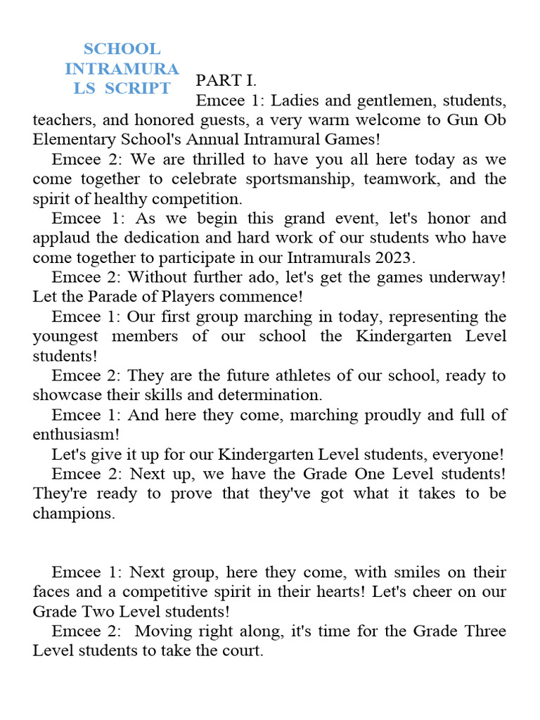 IntramuralsScript 2023 | PDF