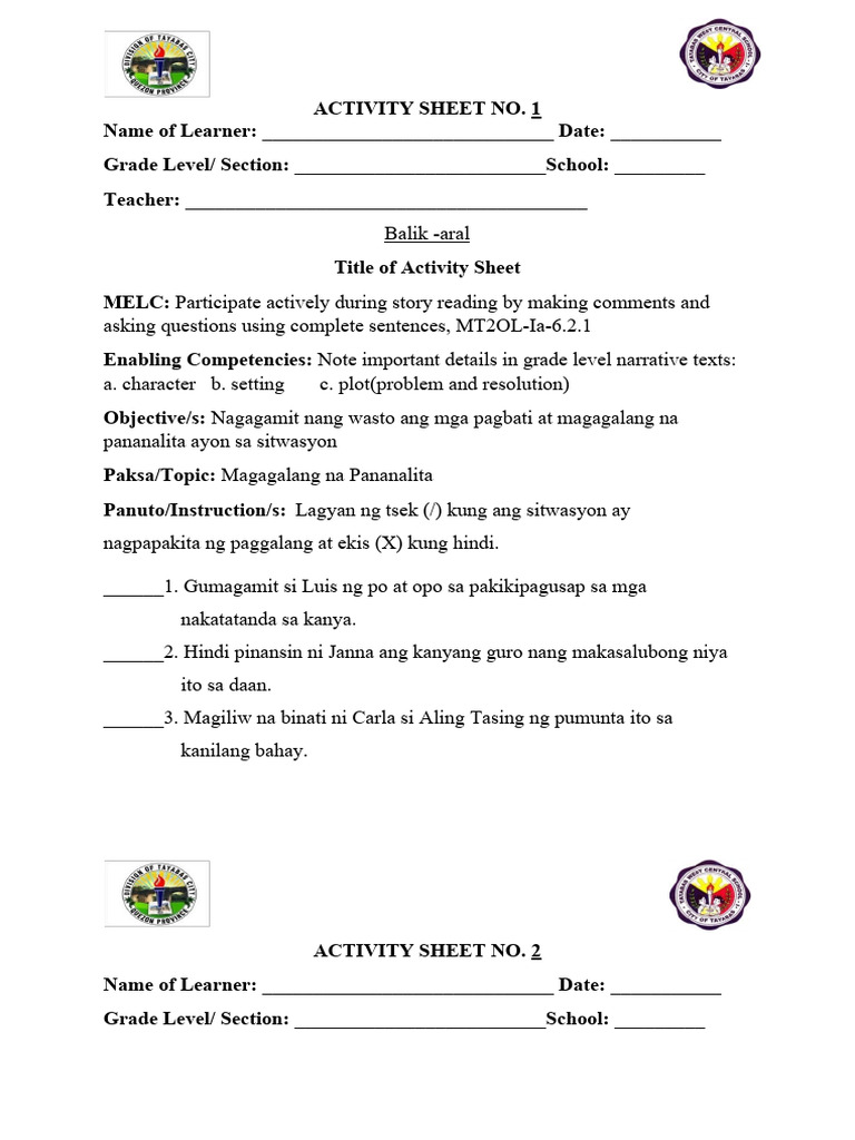 WK-1-MTB 2-ACTIVITY SHEETS With MODULE | PDF